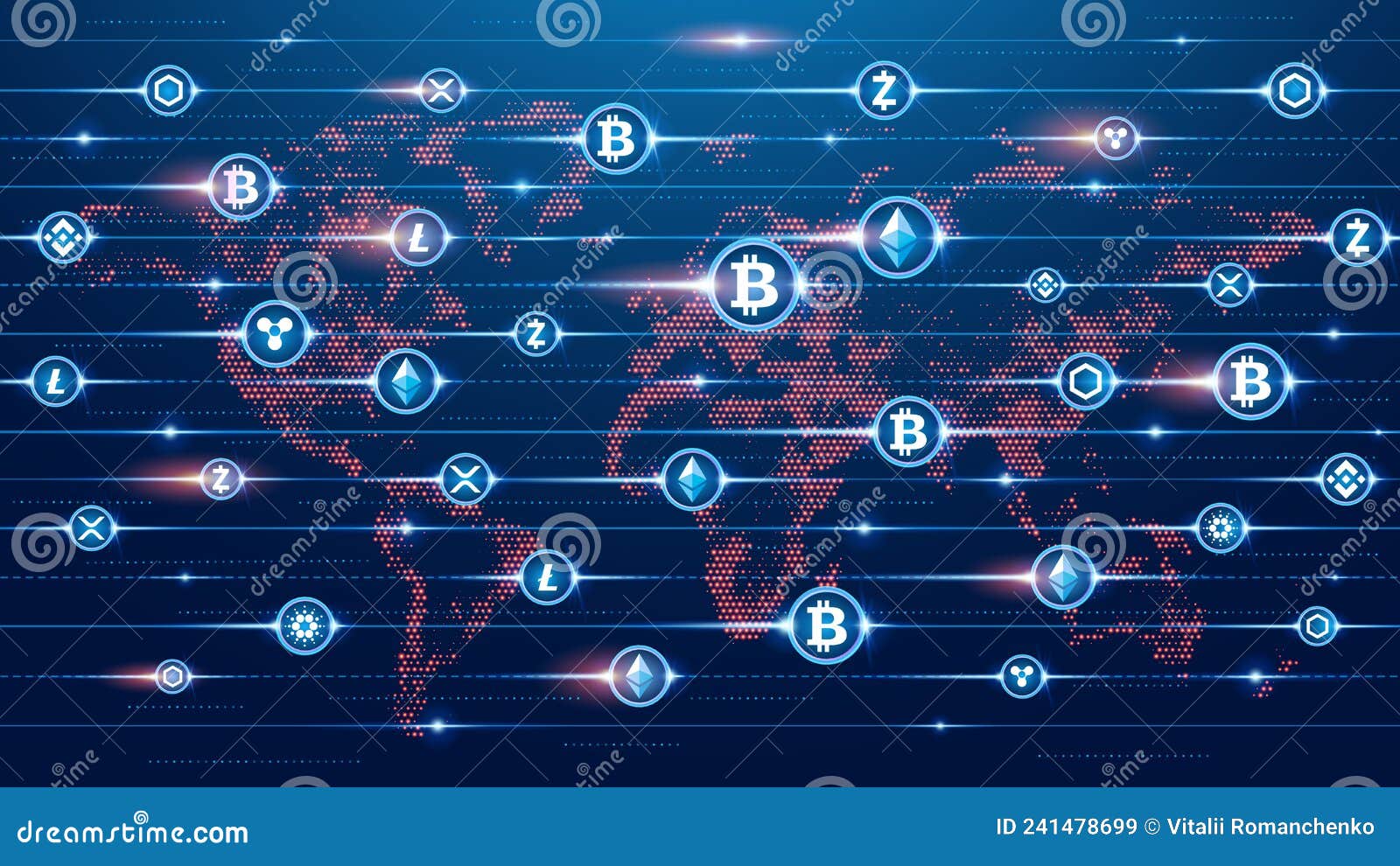 Fondo Vectorial Azul. Criptodivisas E Intercambios De Criptografía. Transacciones Bancarias Y ...