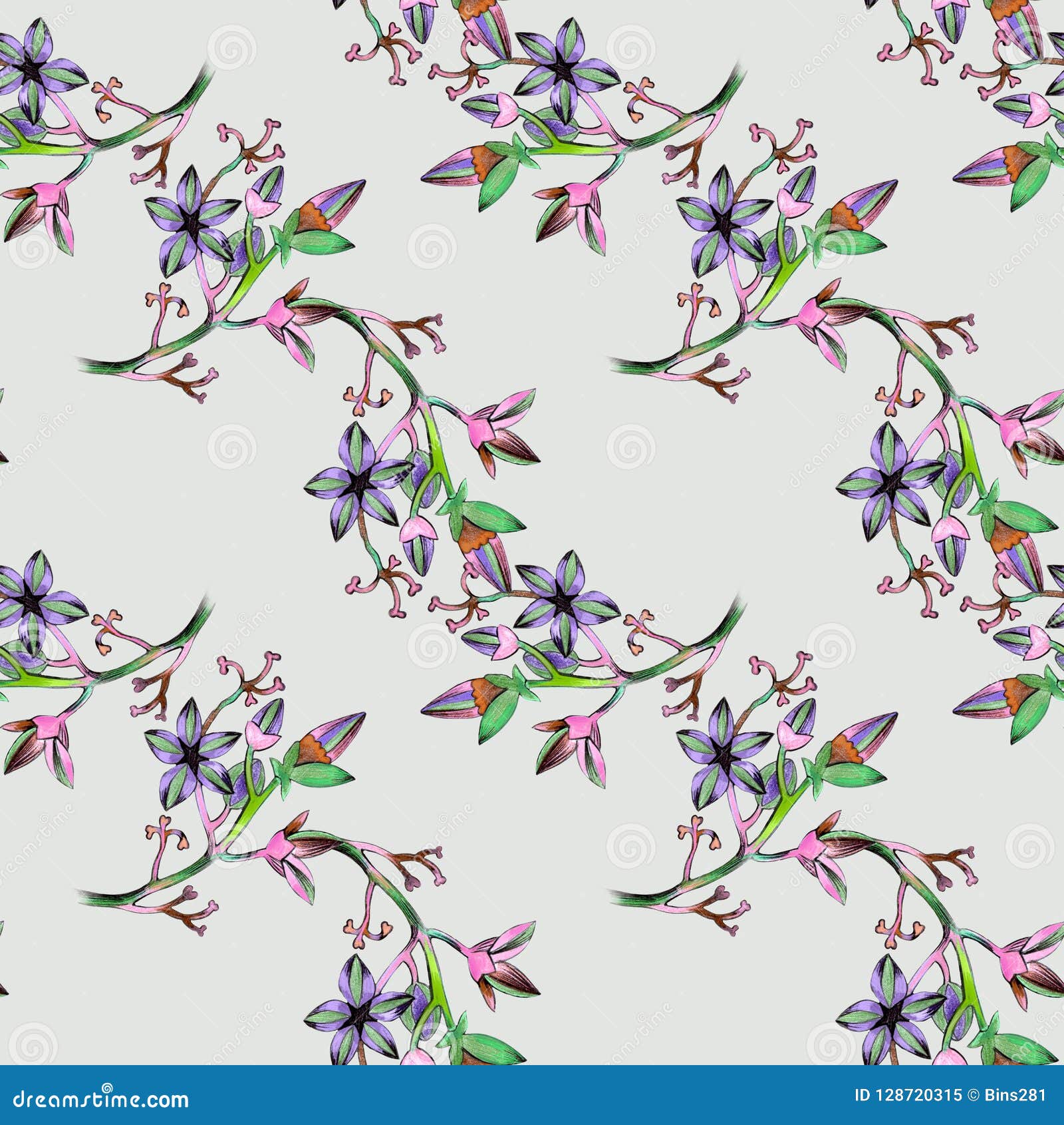 Fondo Y Estampado De Flores Grises Stock de ilustración - Ilustración ...