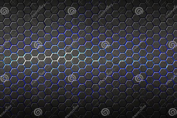 Fondo Y Textura Negros Y Azules Del Hexágono Stock De Ilustración