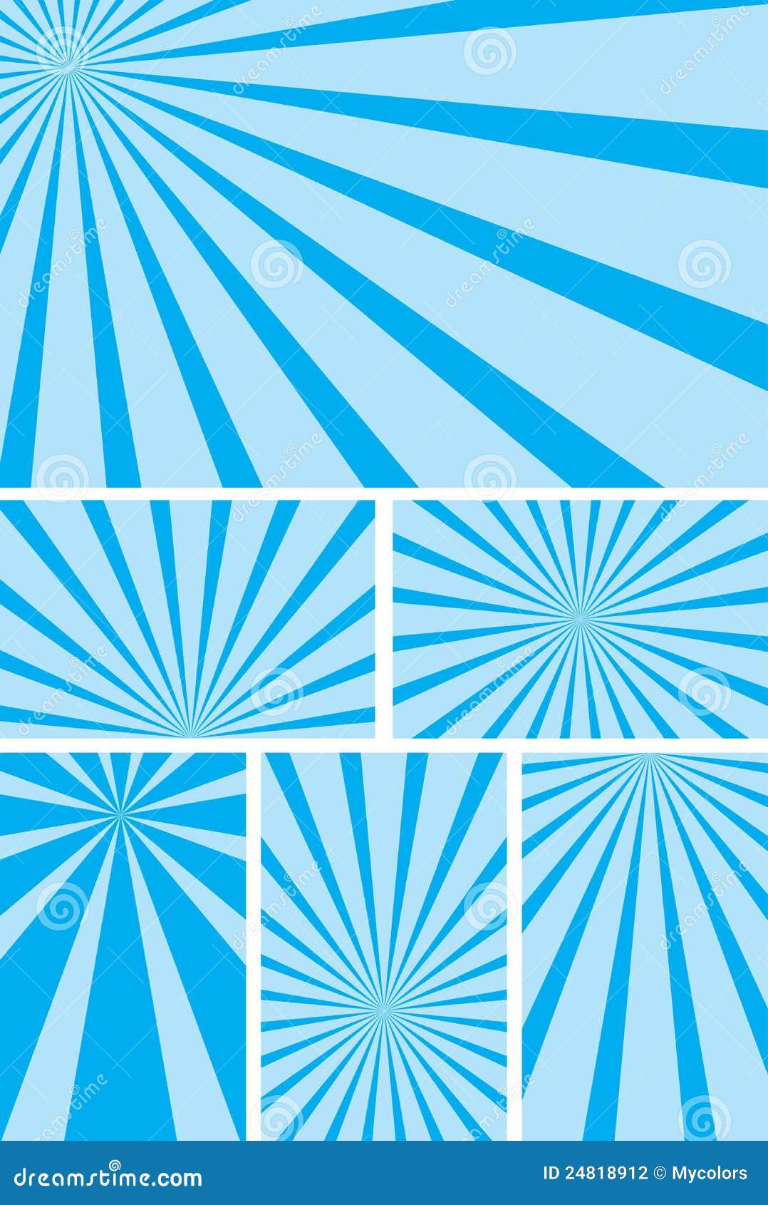 Fondos Azules Del Vector Con Los Rayos Radiales - Conjunto Ilustración ...