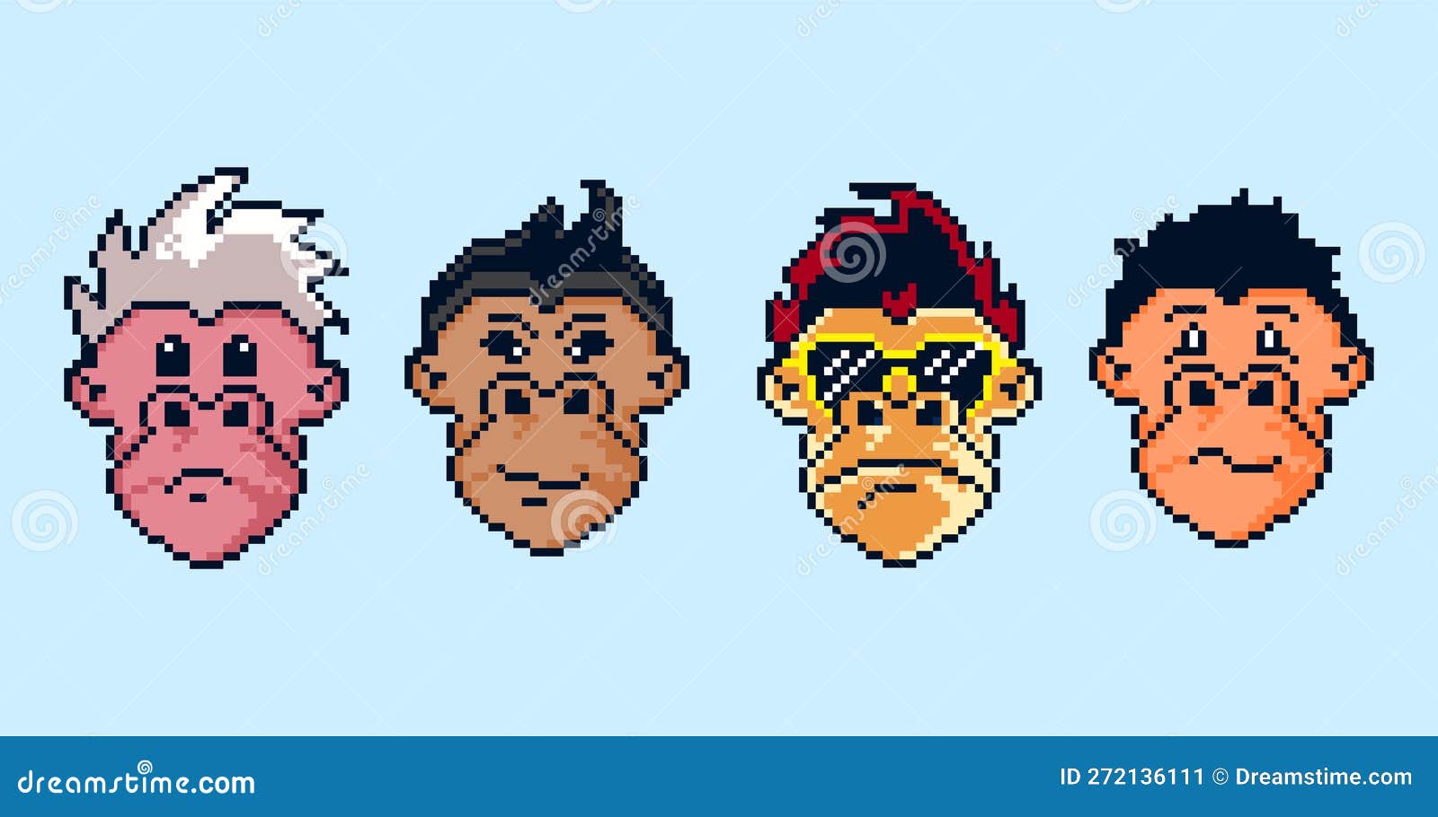 Collection of Monkey Heads with Several Different Face Variations Stock ...