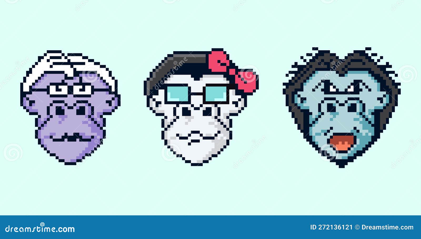 Collection of Monkey Heads with Several Different Face Variations Stock ...