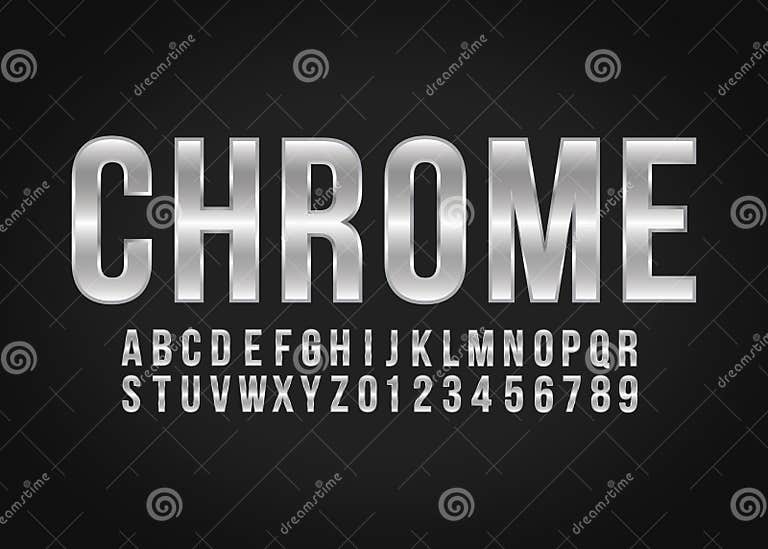 Font Alphabet and Number Chrome Effect Vector Stock Vector ...