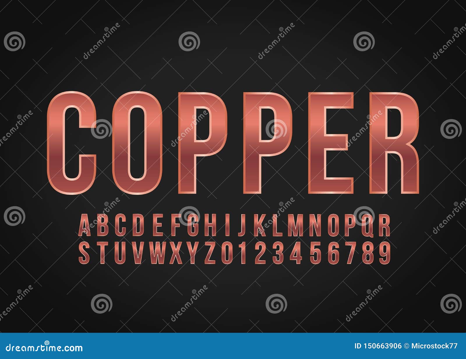 Font Alphabet Number Copper Effect Vector Stock Vector - Illustration ...