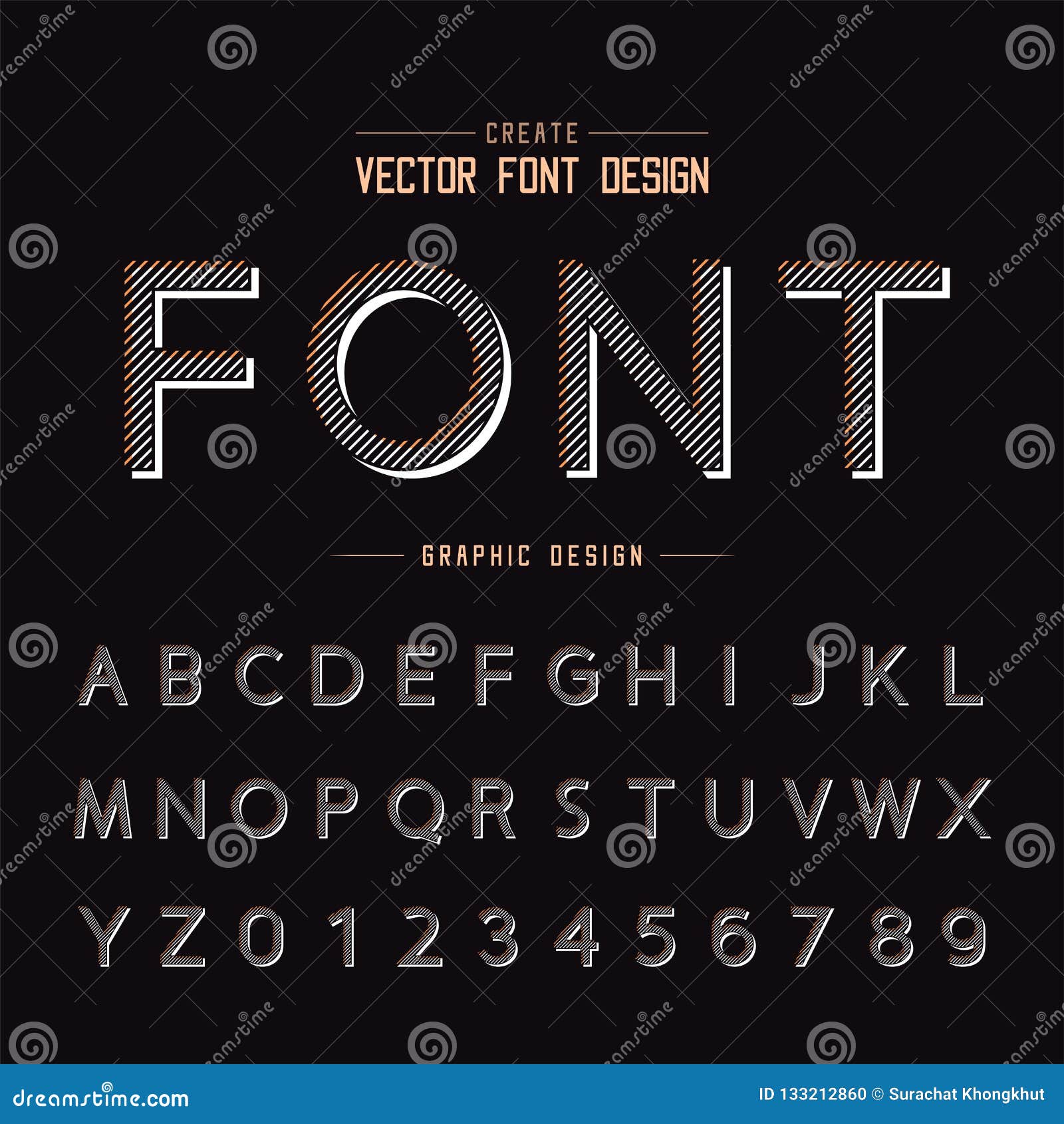Font and Alphabet Vector, Line Design Typeface and Number, Graphic Text ...