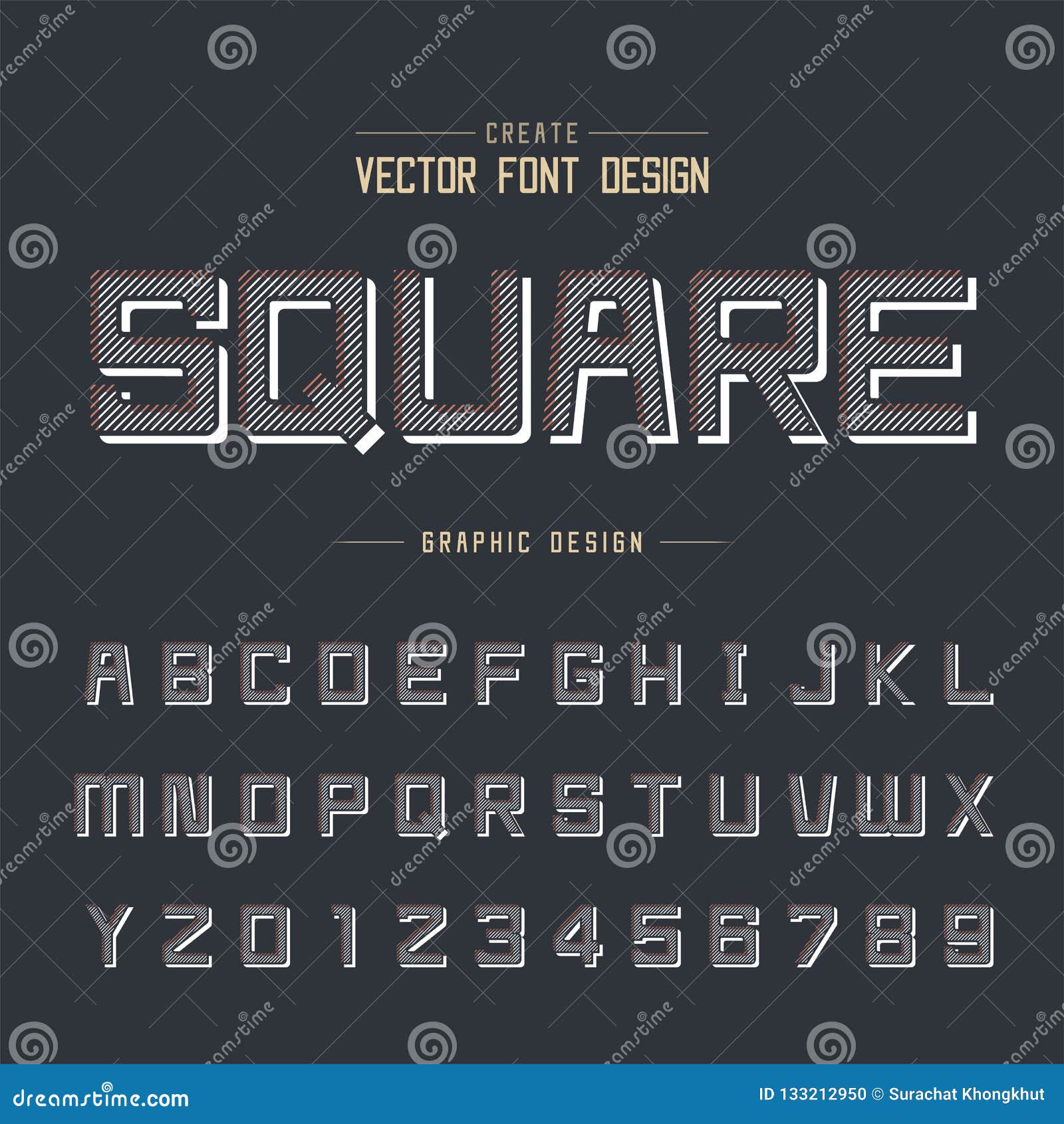Font and Alphabet Vector, Line Square Typeface Letter and Number Design ...