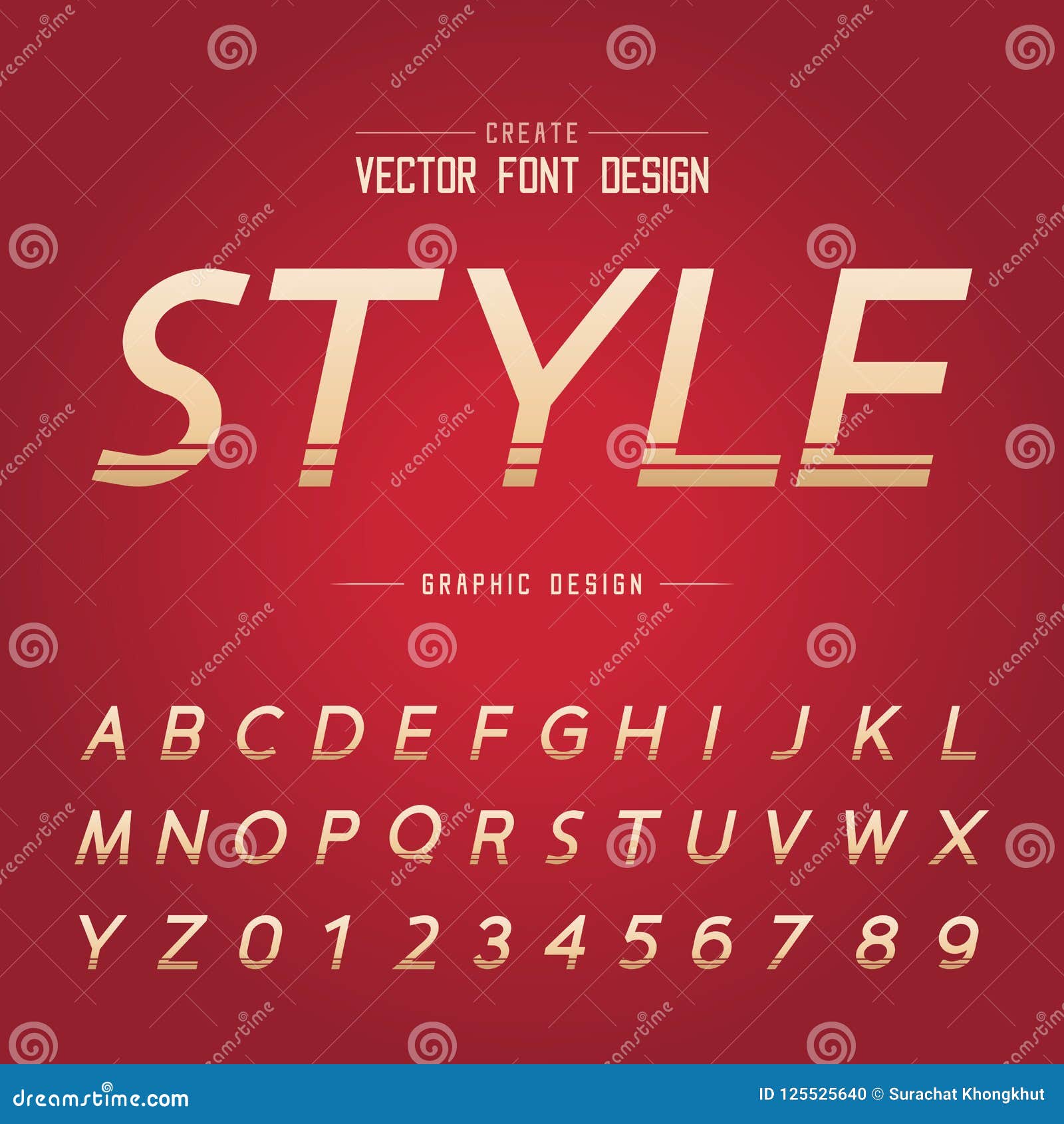 Font and Alphabet Vector, Style Letter Design and Graphic Text on Red ...