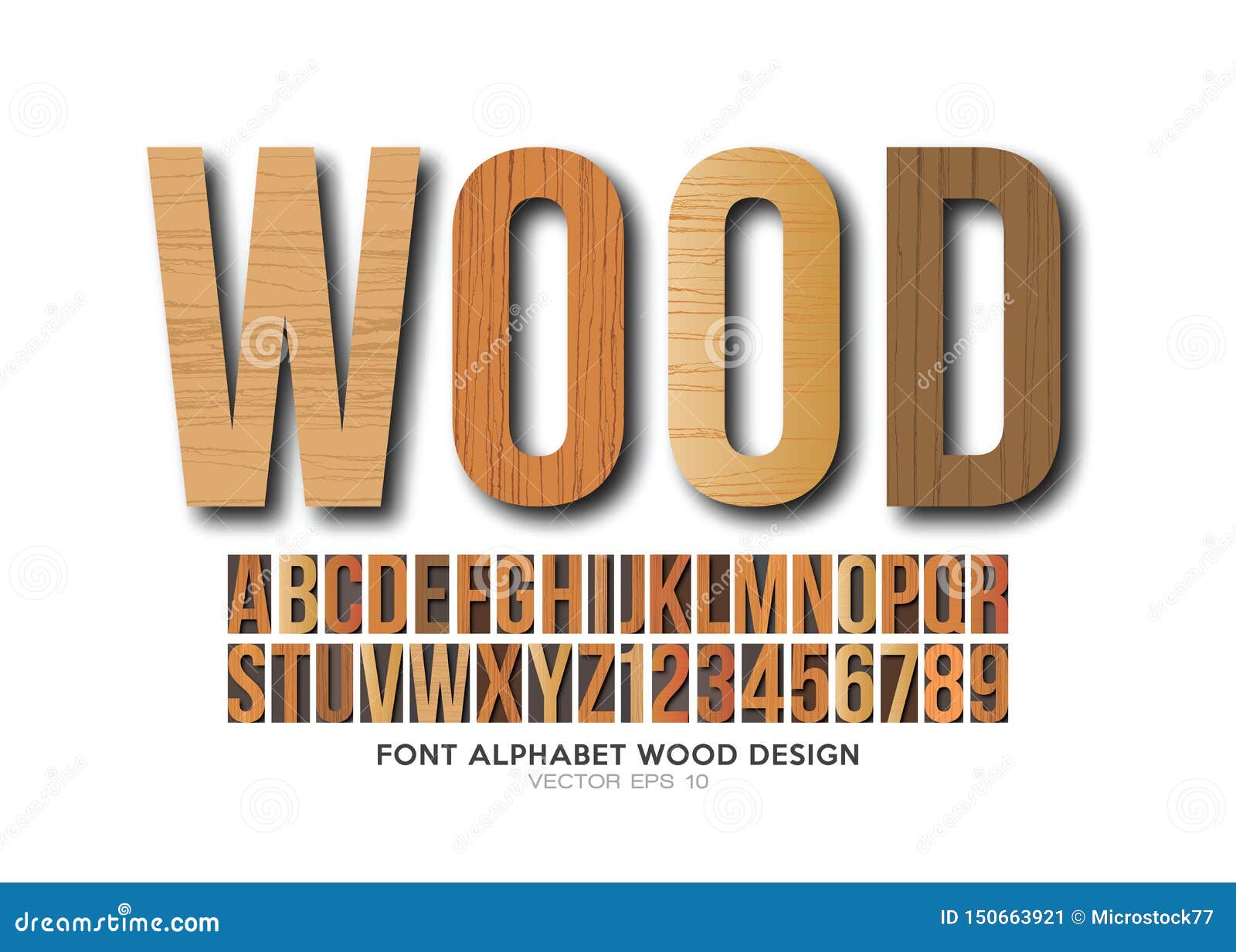 Font Alphabet Number Wood Effect Vector Stock Vector - Illustration of ...