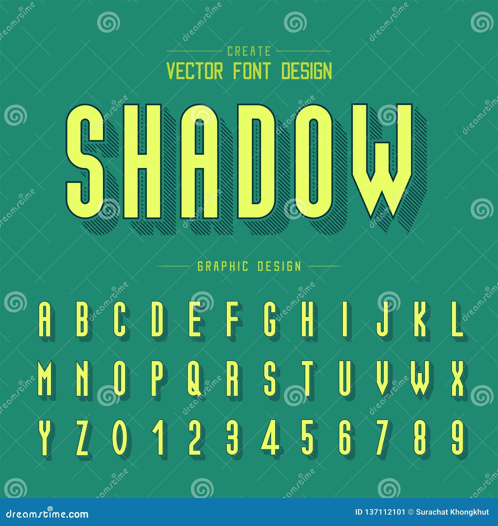 Line Shadow Font and Alphabet Vector, Tall Typeface Letter and Number ...