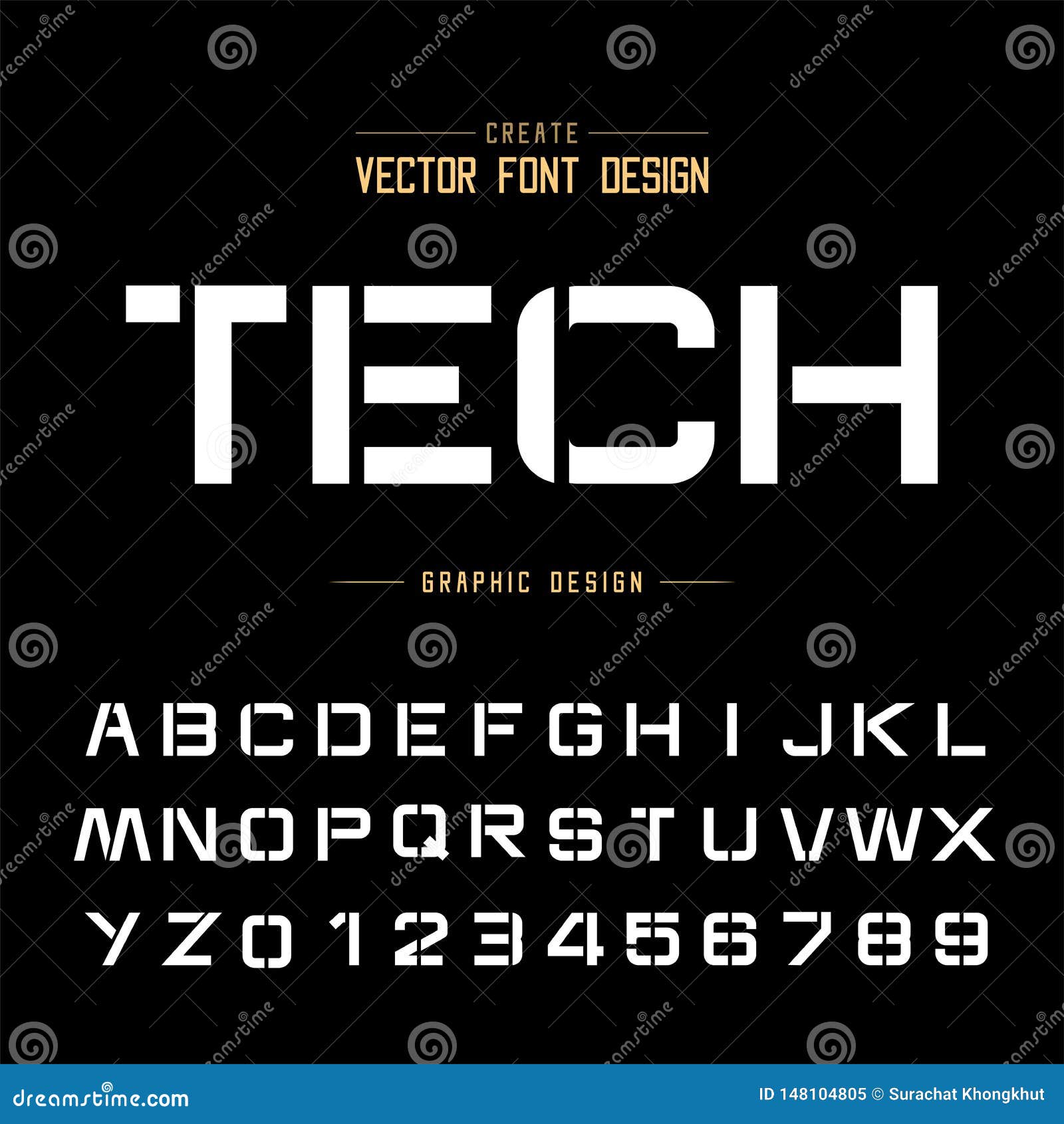 Tech Font and Alphabet Vector, Technology Design Typeface Letter and ...