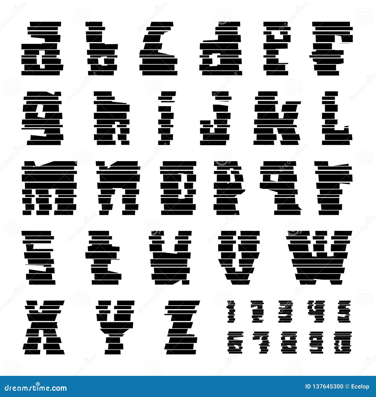 Font from Black Blocks, Lowercase Stock Vector - Illustration of ...
