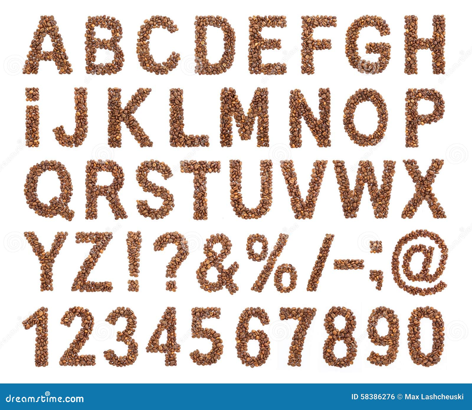 Font of coffee beans. stock photo. Image of beans, concepts - 58386276