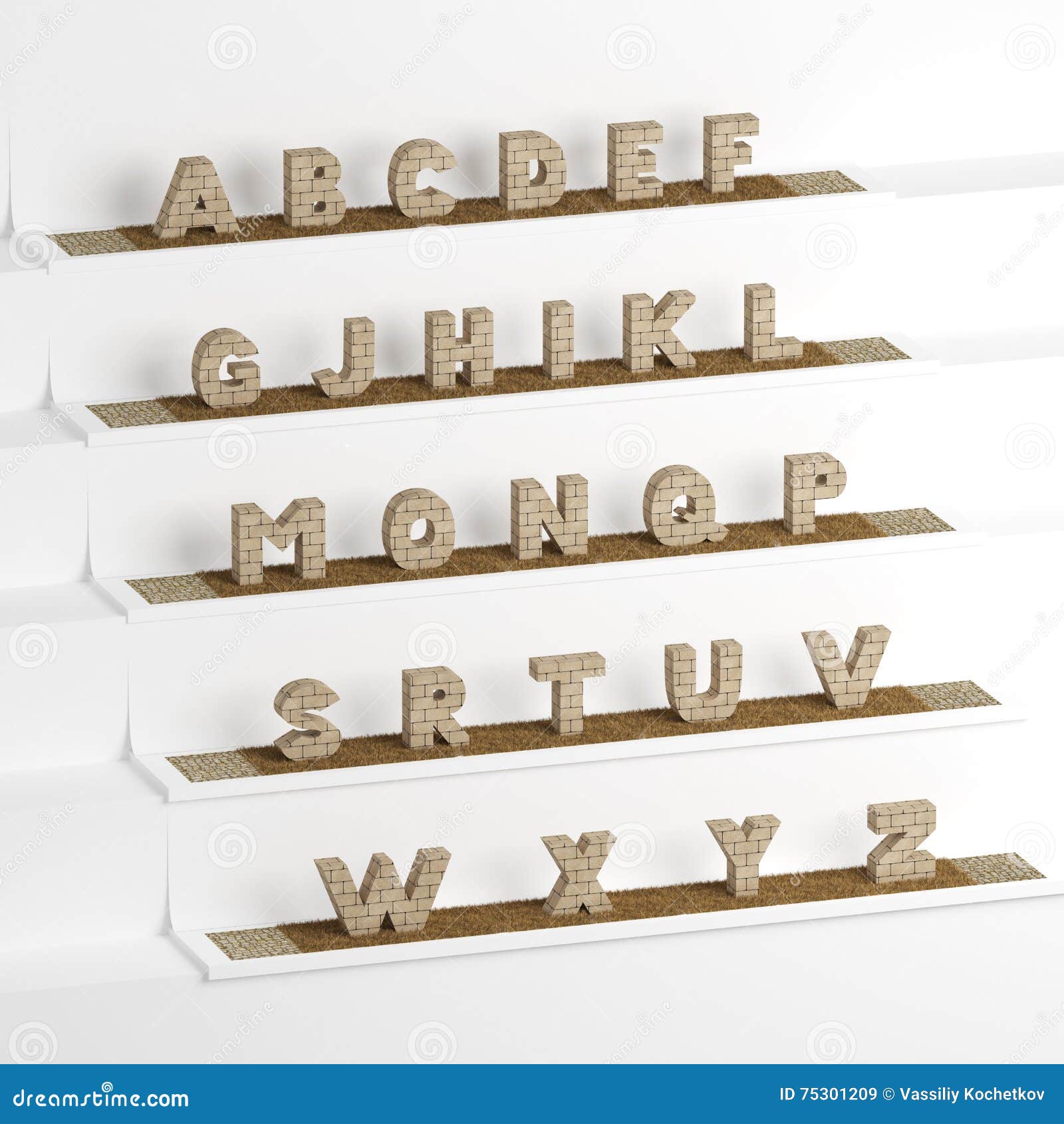 Font 3D Illustration, Big Letters Standing Stock Image - Image of ...