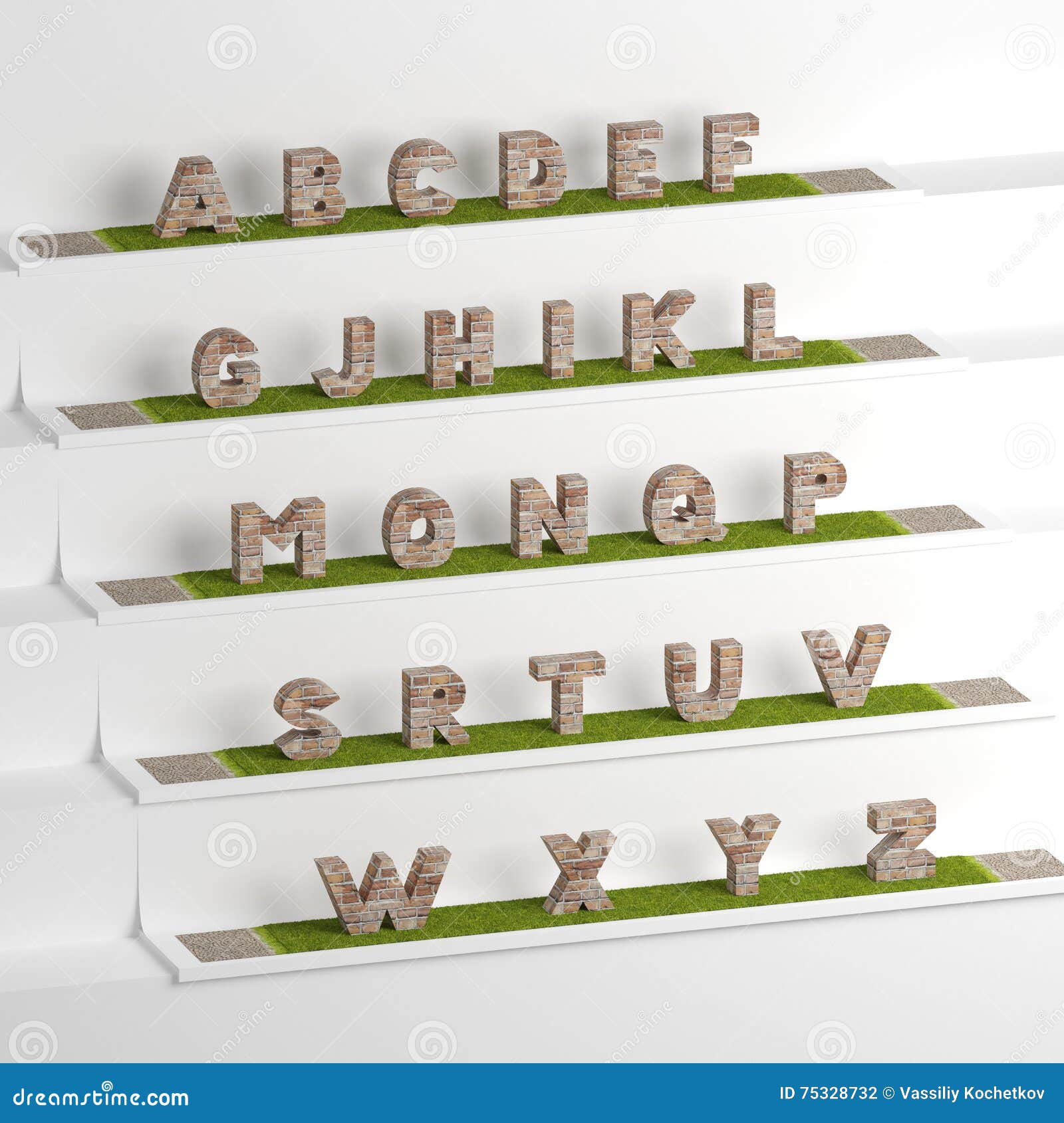 Font 3D Illustration, Big Letters Standing Stock Illustration ...
