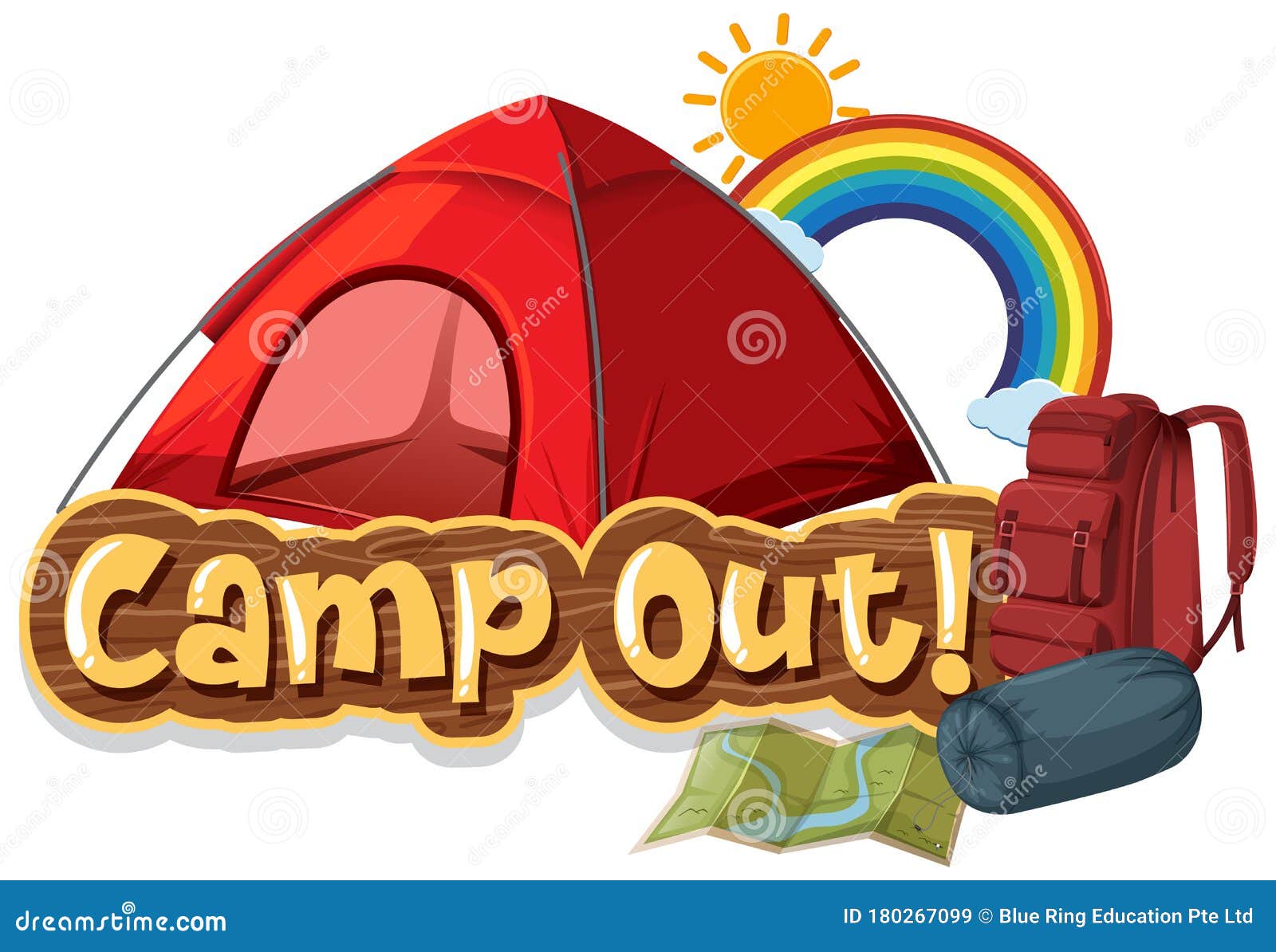 Font Design for Camp Out with Tent in the Park Stock Vector ...