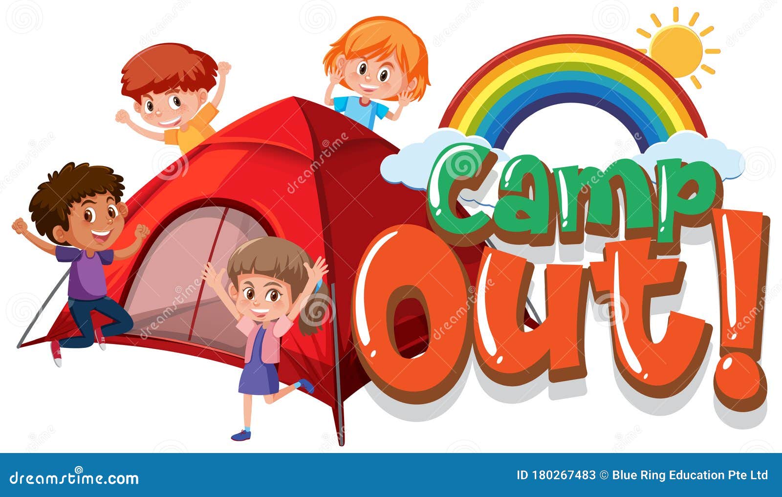 Font Design for Camp Out with Tent in the Park Stock Vector ...