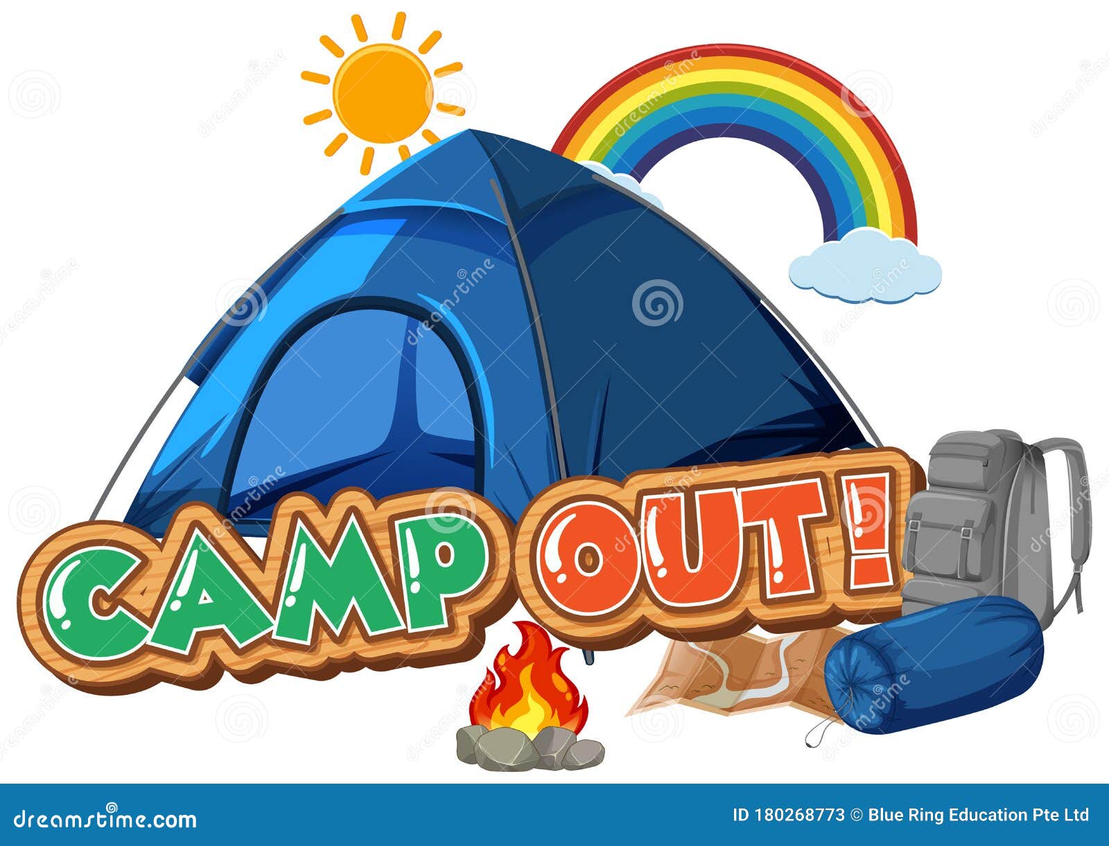 Font Design for Camp Out with Tent in the Park Stock Vector ...