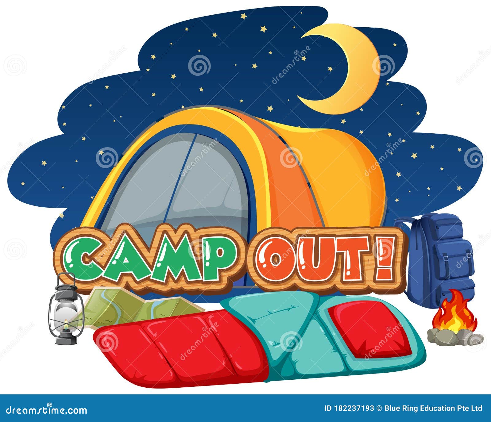 Font Design for Camp Out with Tent in the Park Stock Vector ...