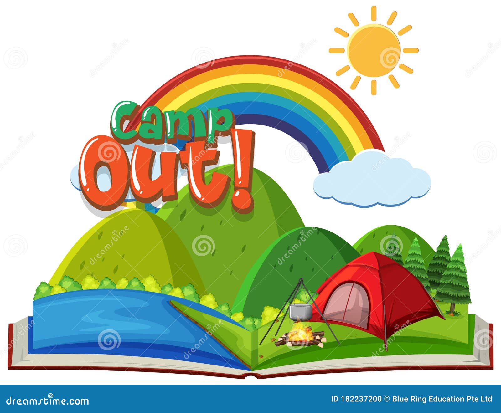Font Design for Camp Out with Tent in the Park Stock Vector ...