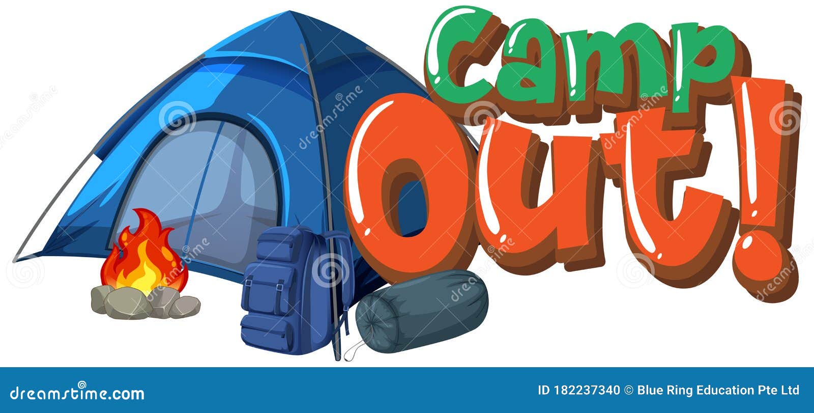 Font Design for Camp Out with Tent in the Park Stock Vector ...
