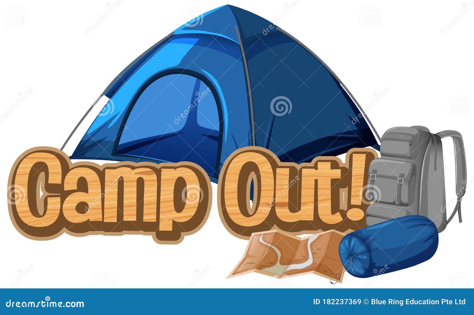 Font Design for Camp Out with Tent in the Park Stock Vector ...