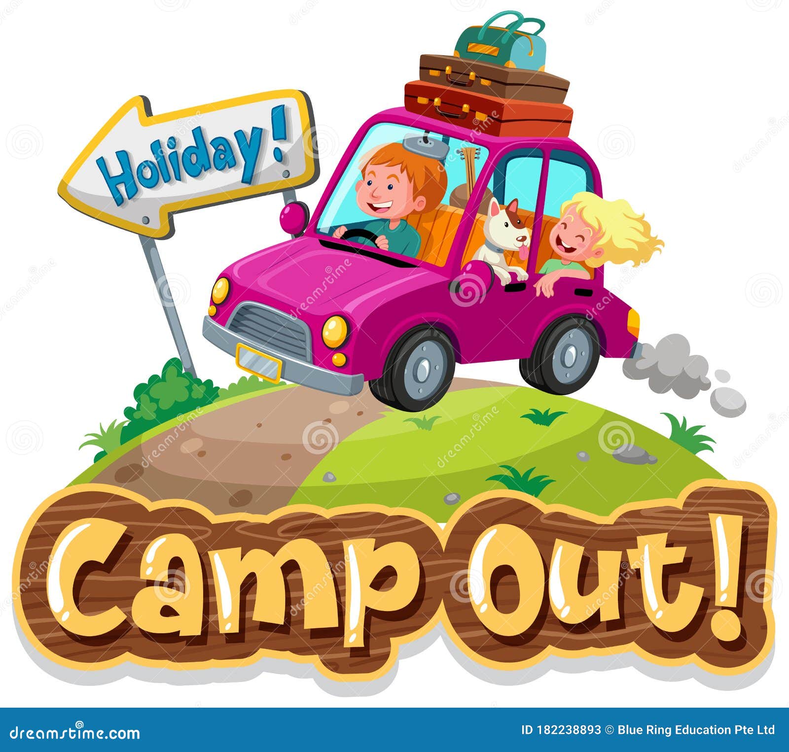 Font Design for Camp Out with Tent in the Park Stock Vector ...