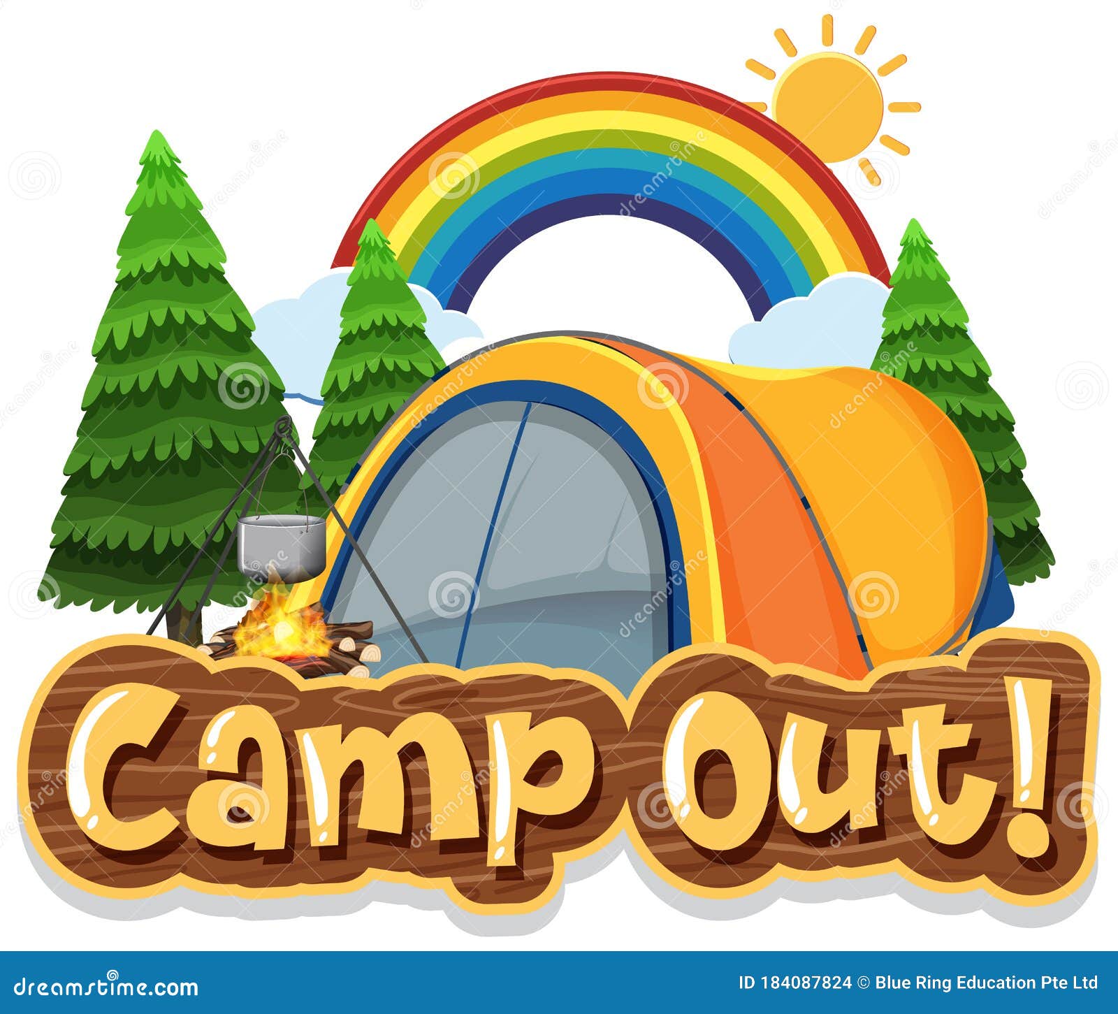 Font Design for Camp Out with Tent in the Park Stock Vector ...