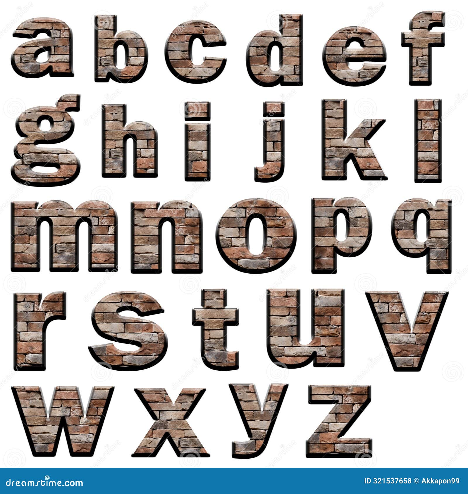 Font Design Inspired by the Pattern of the Wall. Stock Illustration ...