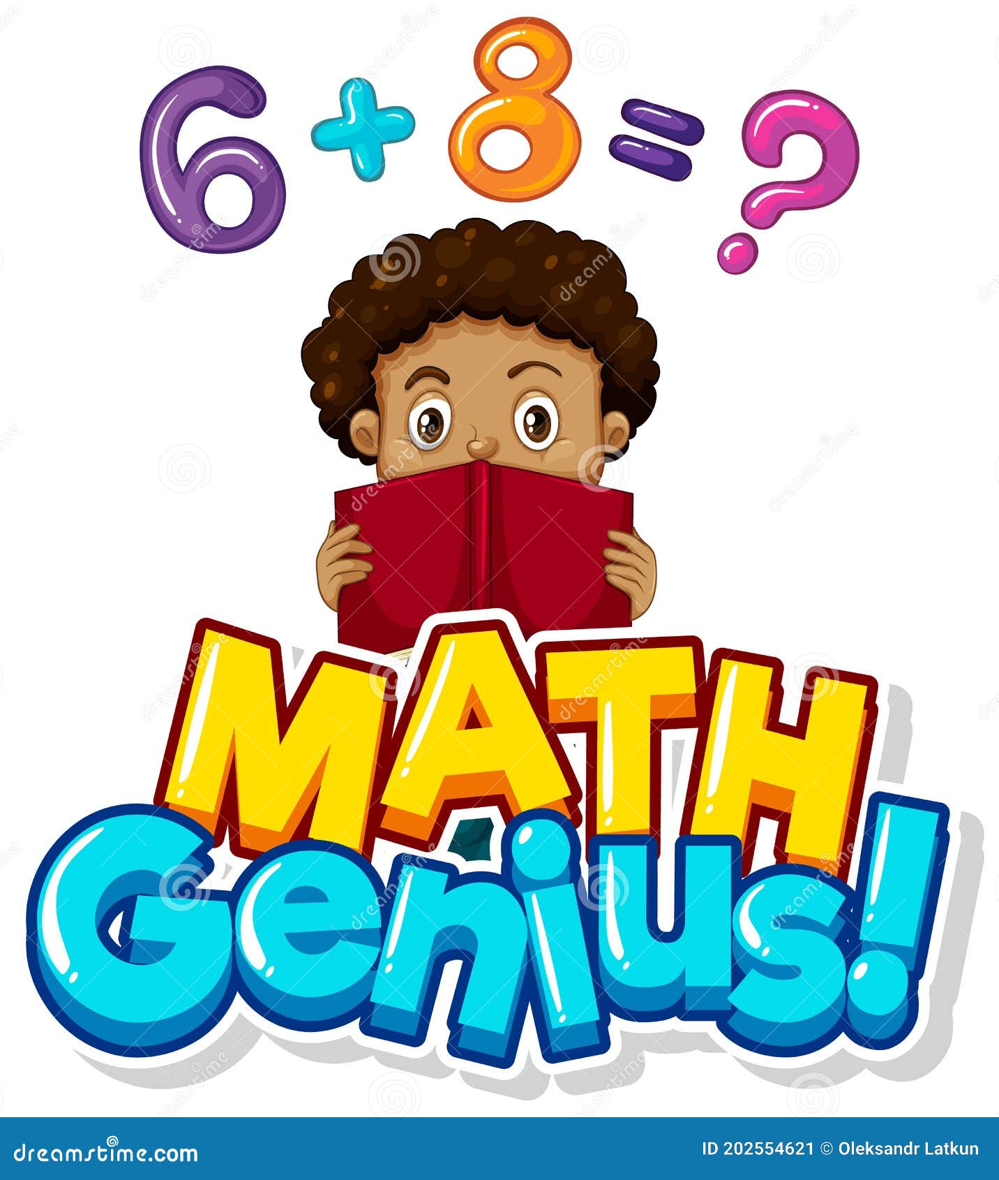 Font Design for Math Genius with Boy Doing Homework Stock Vector ...
