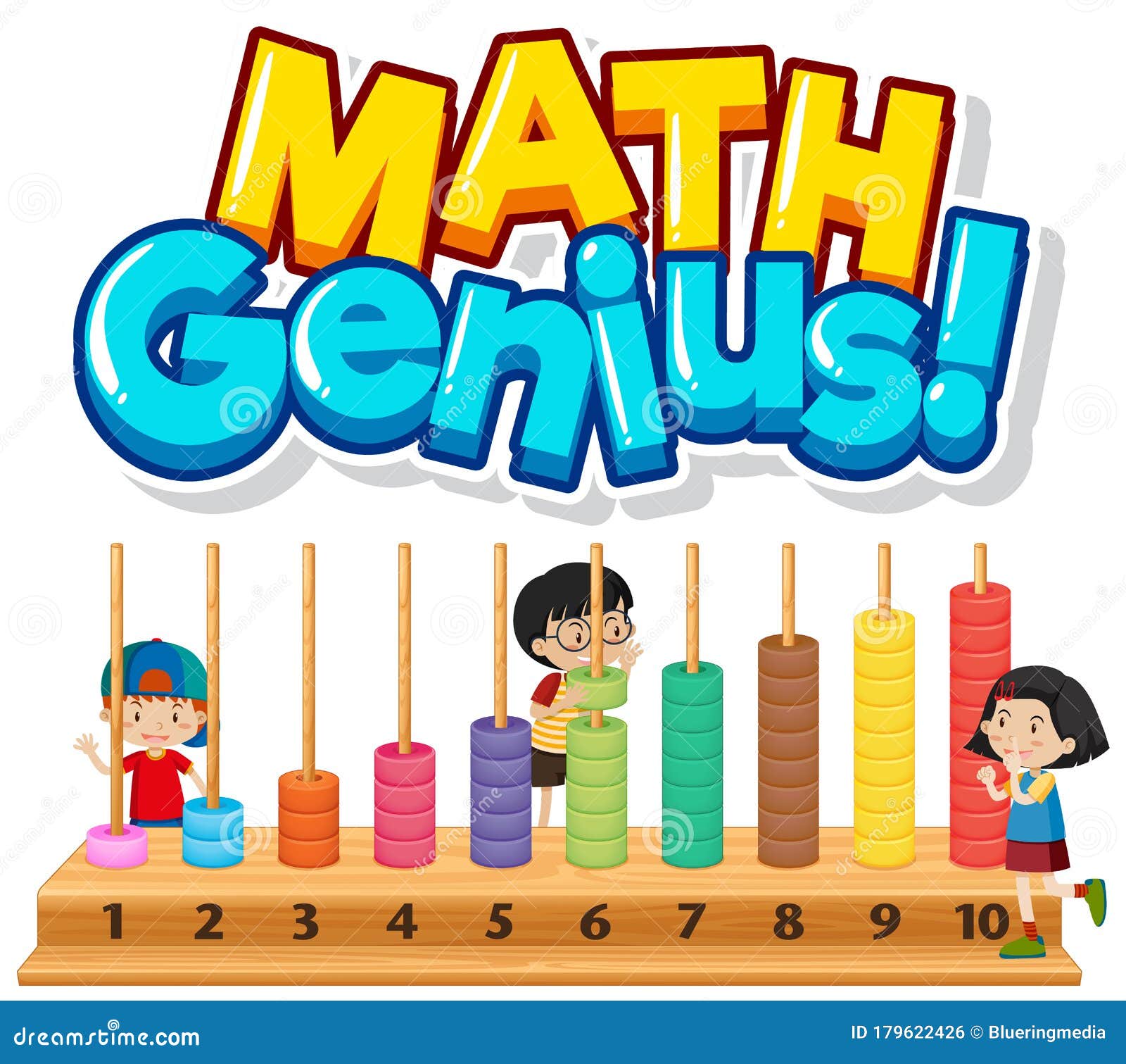Font Design for Math Genius with Kids and Numbers Stock Vector ...