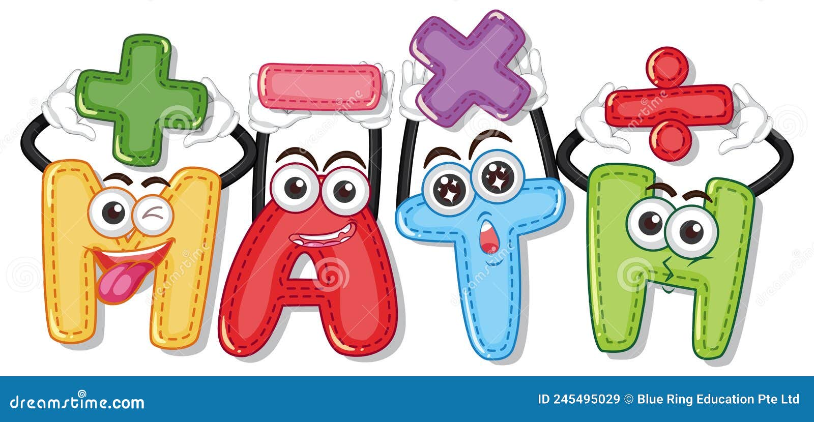 Font Design for Math and Happy Children Stock Vector - Illustration of ...