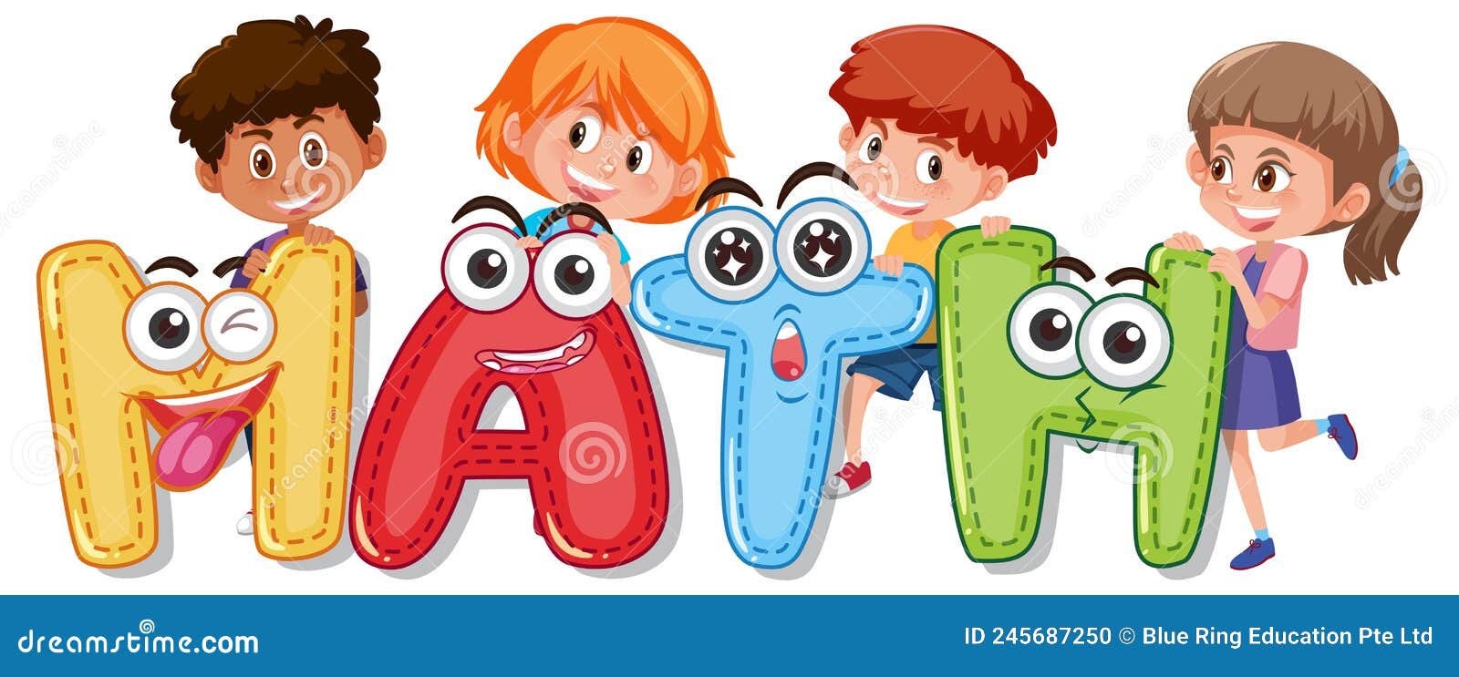 Font Design for Math and Happy Children Stock Vector - Illustration of ...