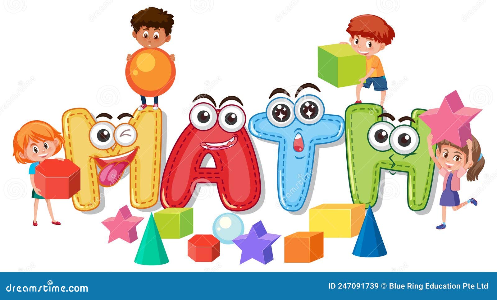 Font Design for Math and Happy Children Stock Vector - Illustration of ...