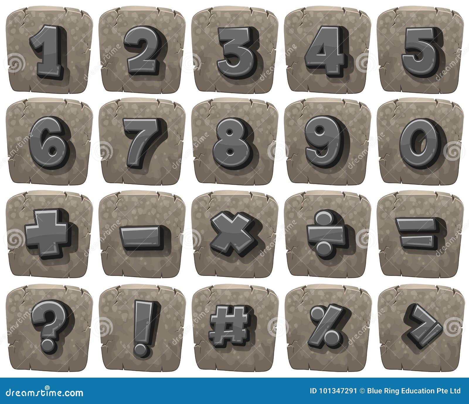 Font Design for Numbers and Math Signs Stock Illustration ...