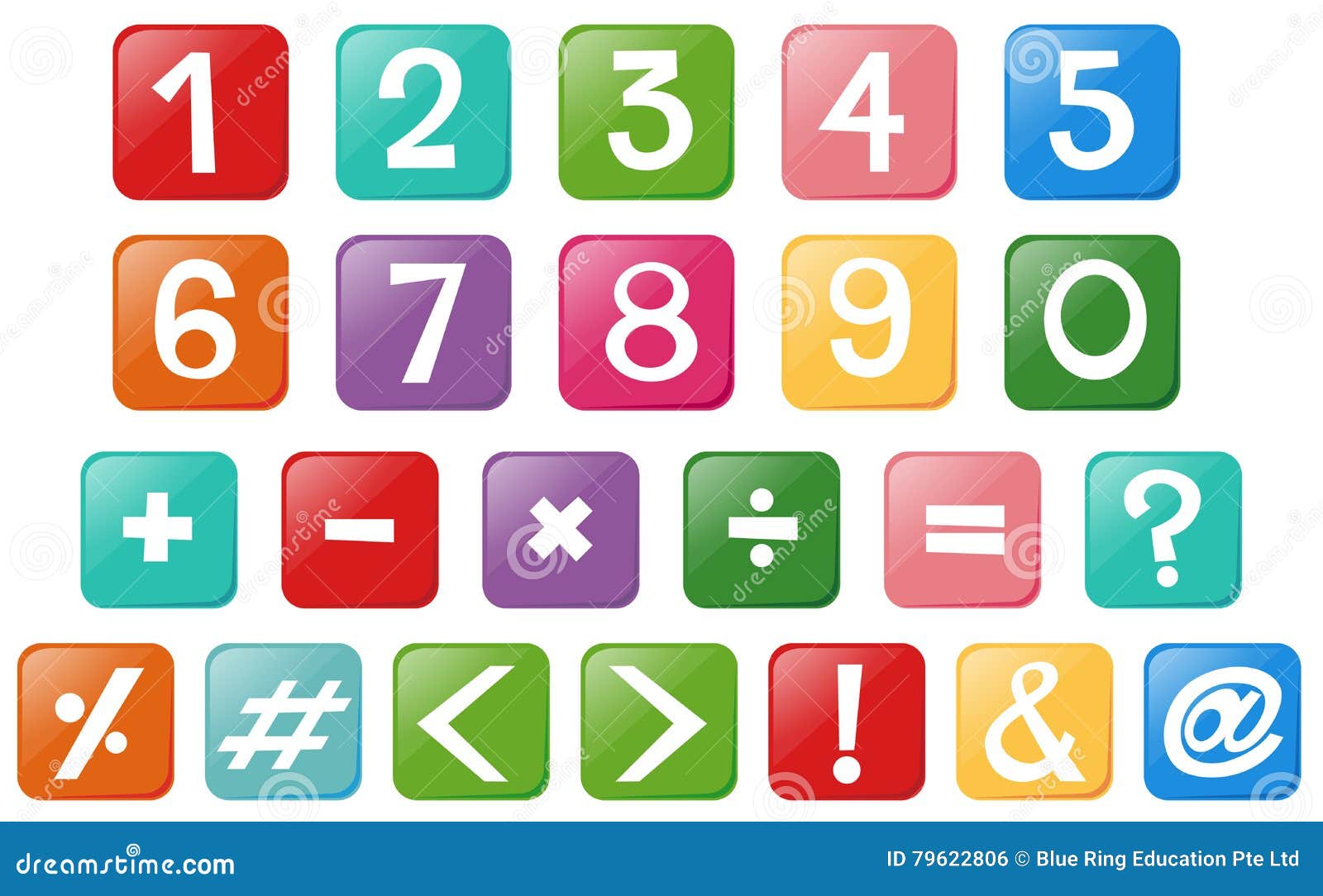 Font Design for Numbers and Signs Stock Vector - Illustration of object ...