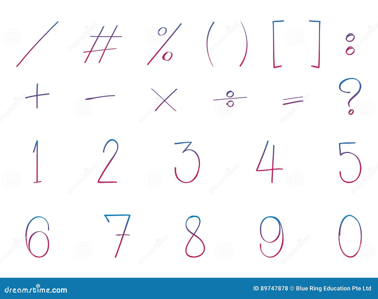 Font Design for Numbers and Signs Stock Vector - Illustration of ...