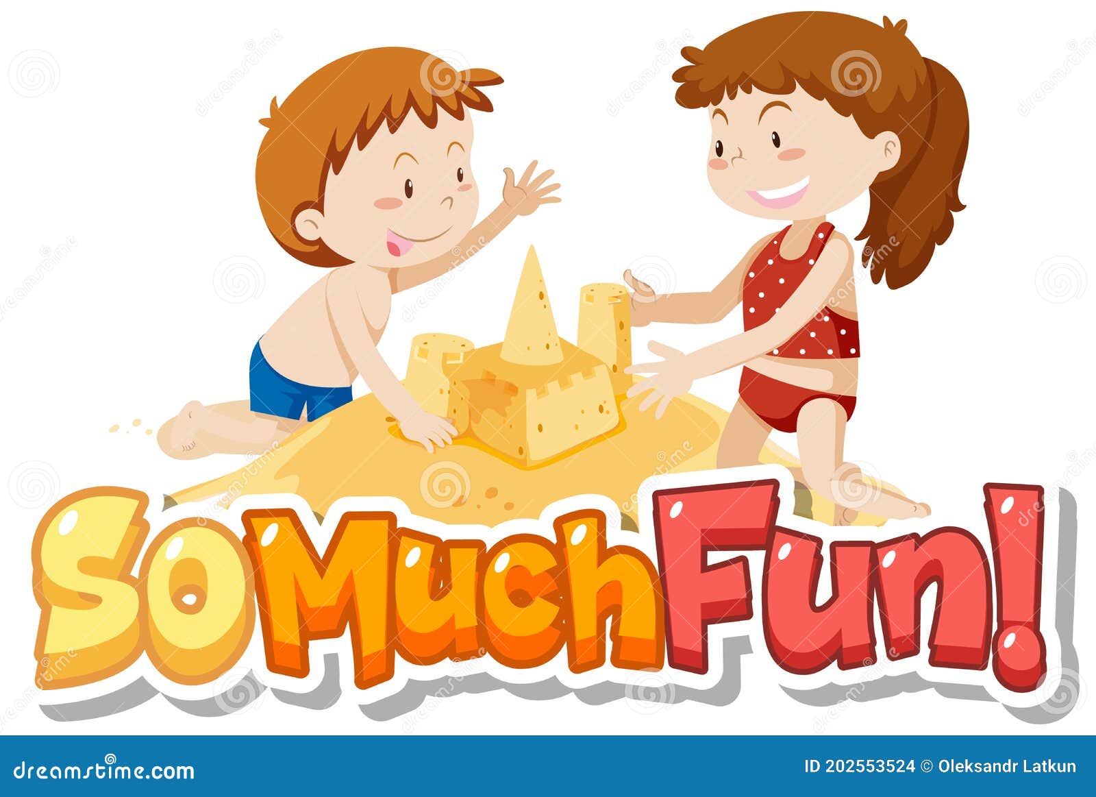 Font Design for Phrase so Much Fun with Kids Playing Stock Vector ...