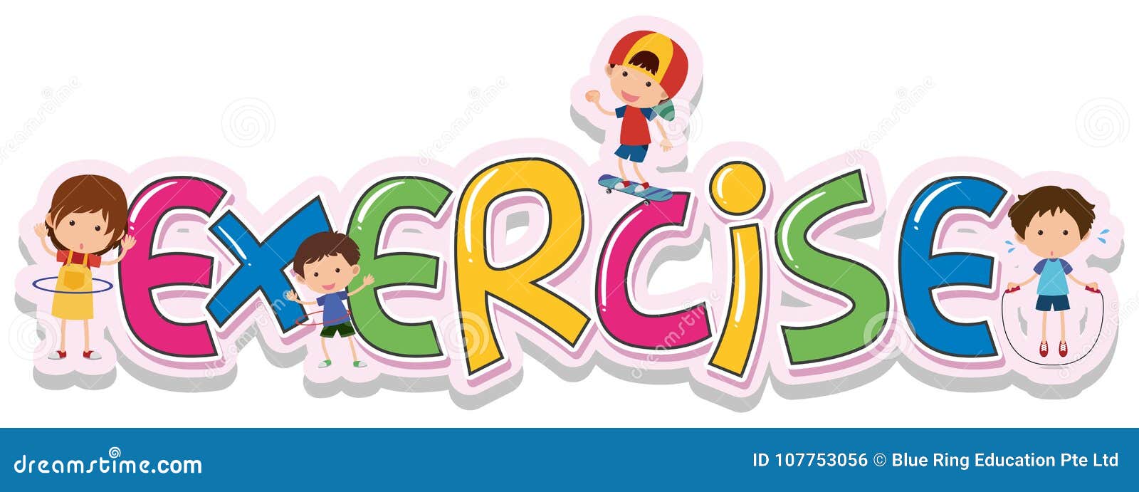 Font Design for Word Exercise Stock Vector - Illustration of phrase ...