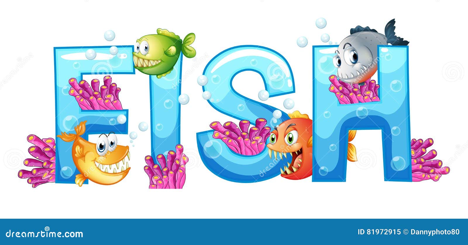 Font design for word fish stock vector. Illustration of graphic - 81972915