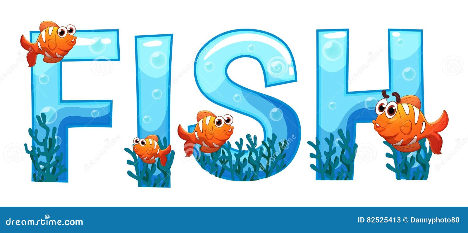 Font design for word fish stock vector. Illustration of flashcard ...