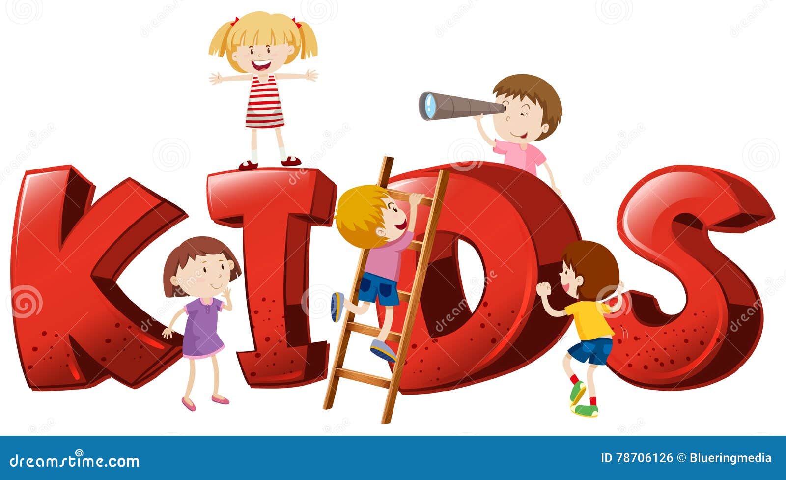 Font Design for the Word Kids Stock Vector - Illustration of clipping ...