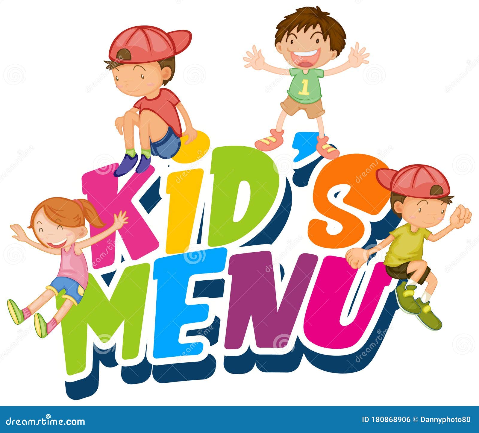 Font Design for Word Kids Menu with Happy Kids Stock Vector ...