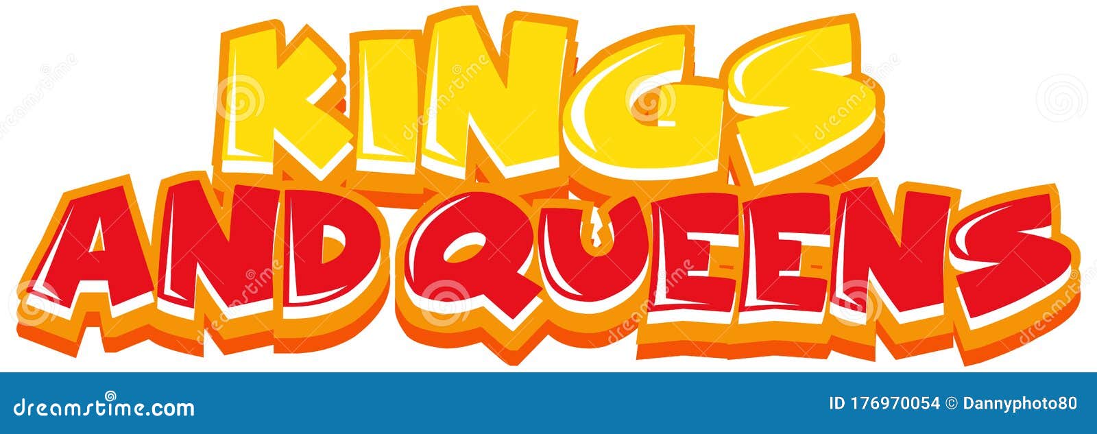 Font Design for Word Kings and Queens on White Background Stock ...