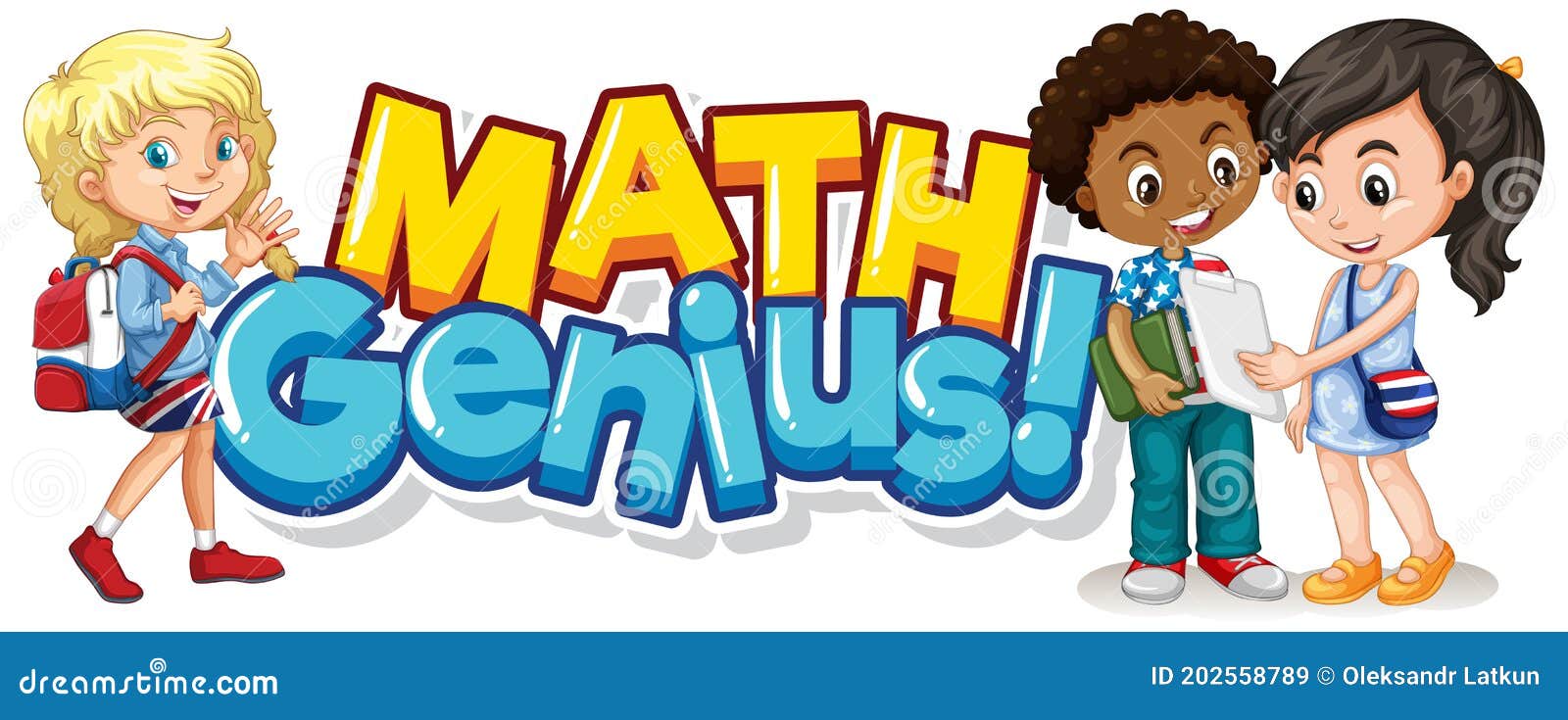 Font Design for Word Math Genius with Happy Kids Stock Vector ...
