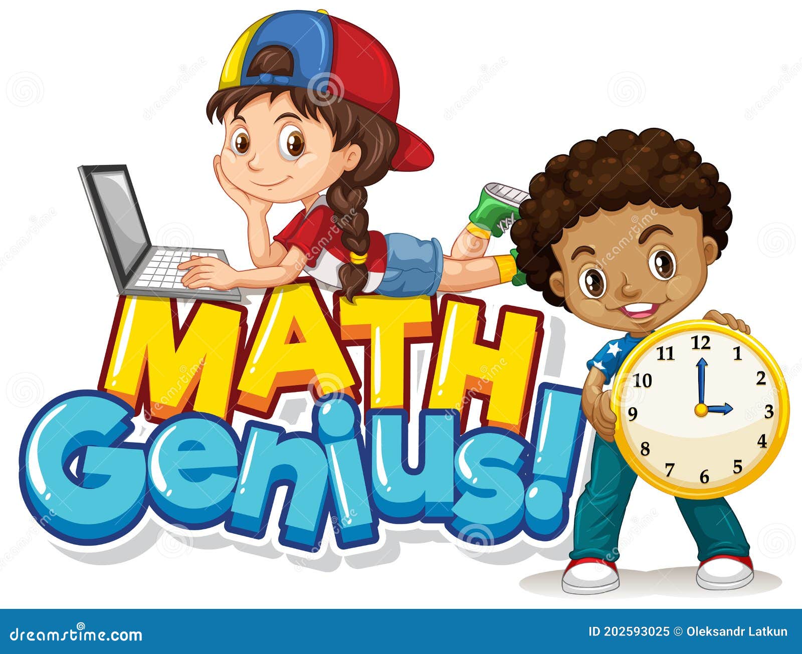 Font Design for Word Math Genius with Two Students Stock Vector ...