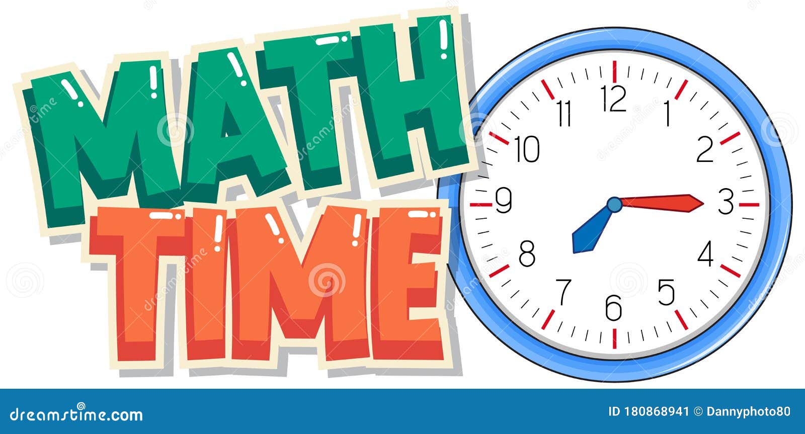 Font Design for Word Math Time with Big Clock in Background Stock ...