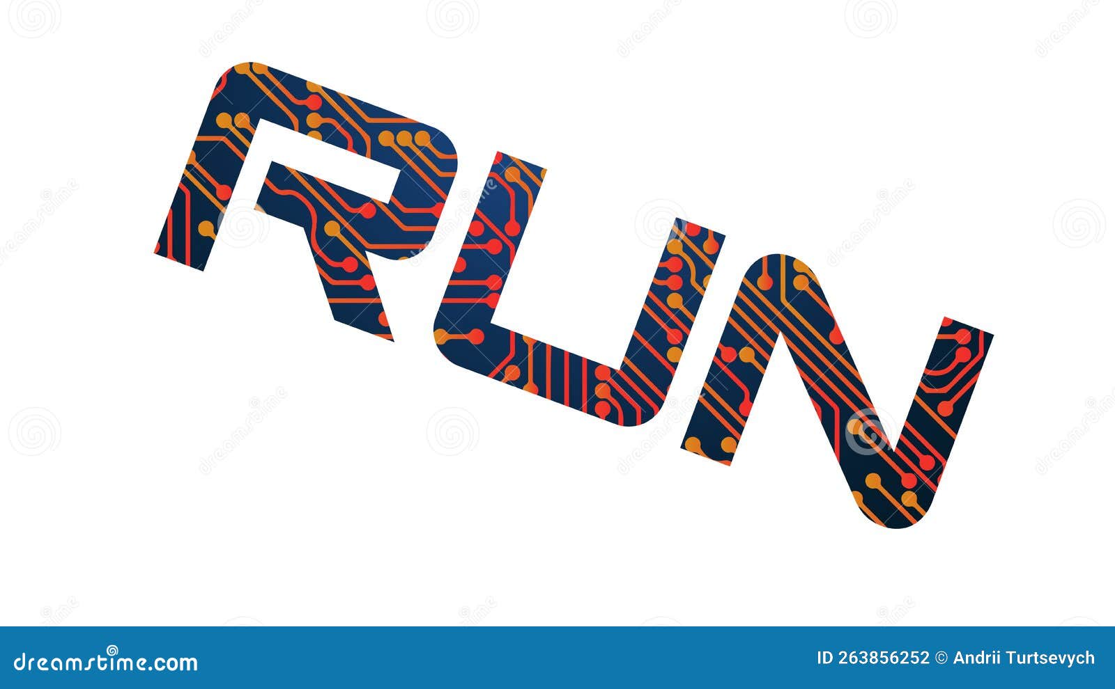 Run Word Technological Design in Style of PCB Stock Vector ...