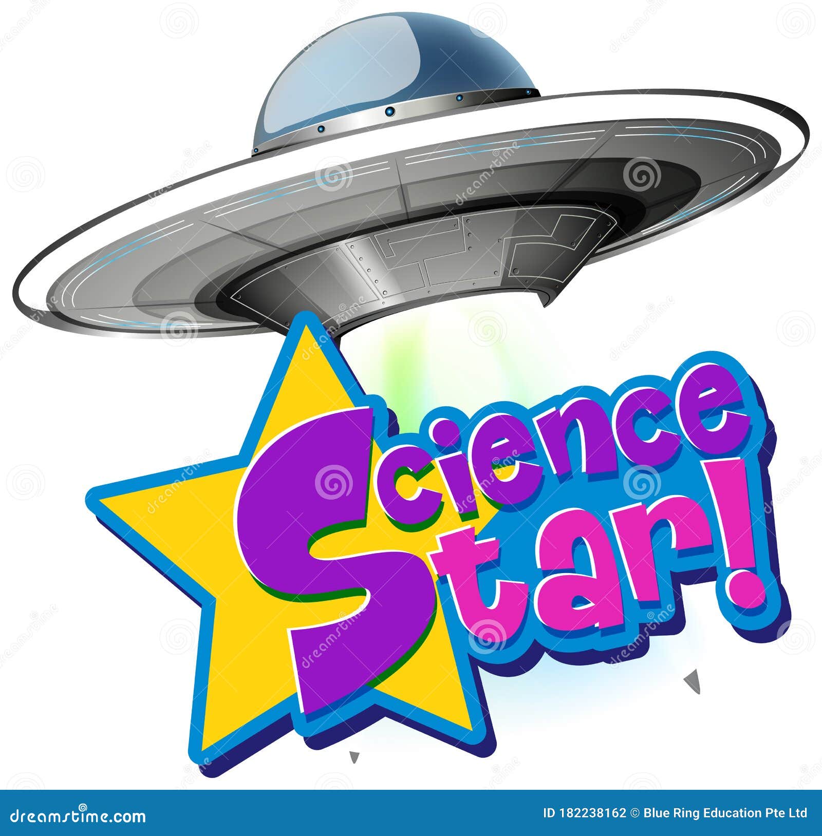 Font Design for Word Science Star with UFO Flying Stock Vector ...