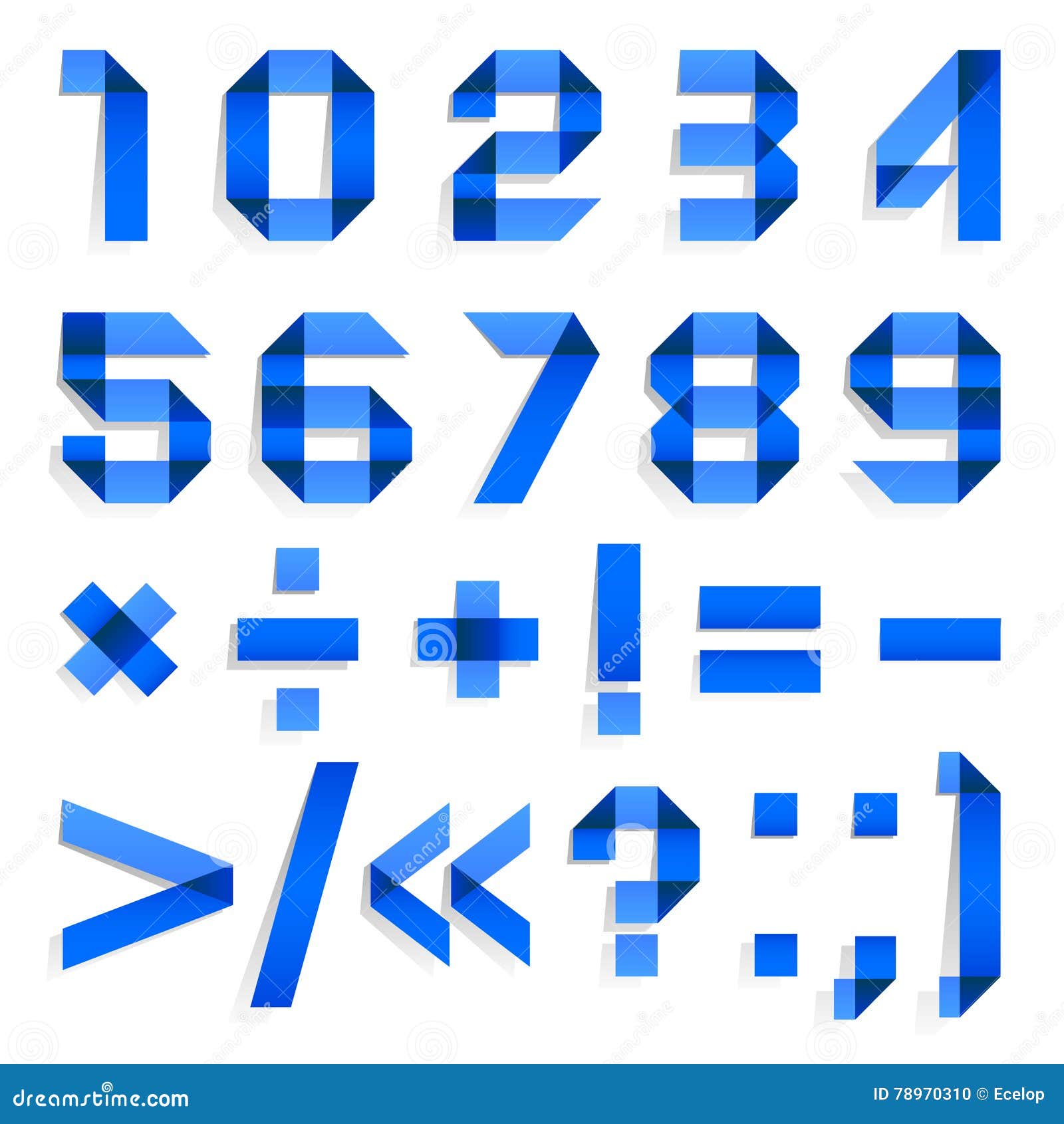 Font Folded from Colored Paper - Arabic Numerals Stock Vector ...