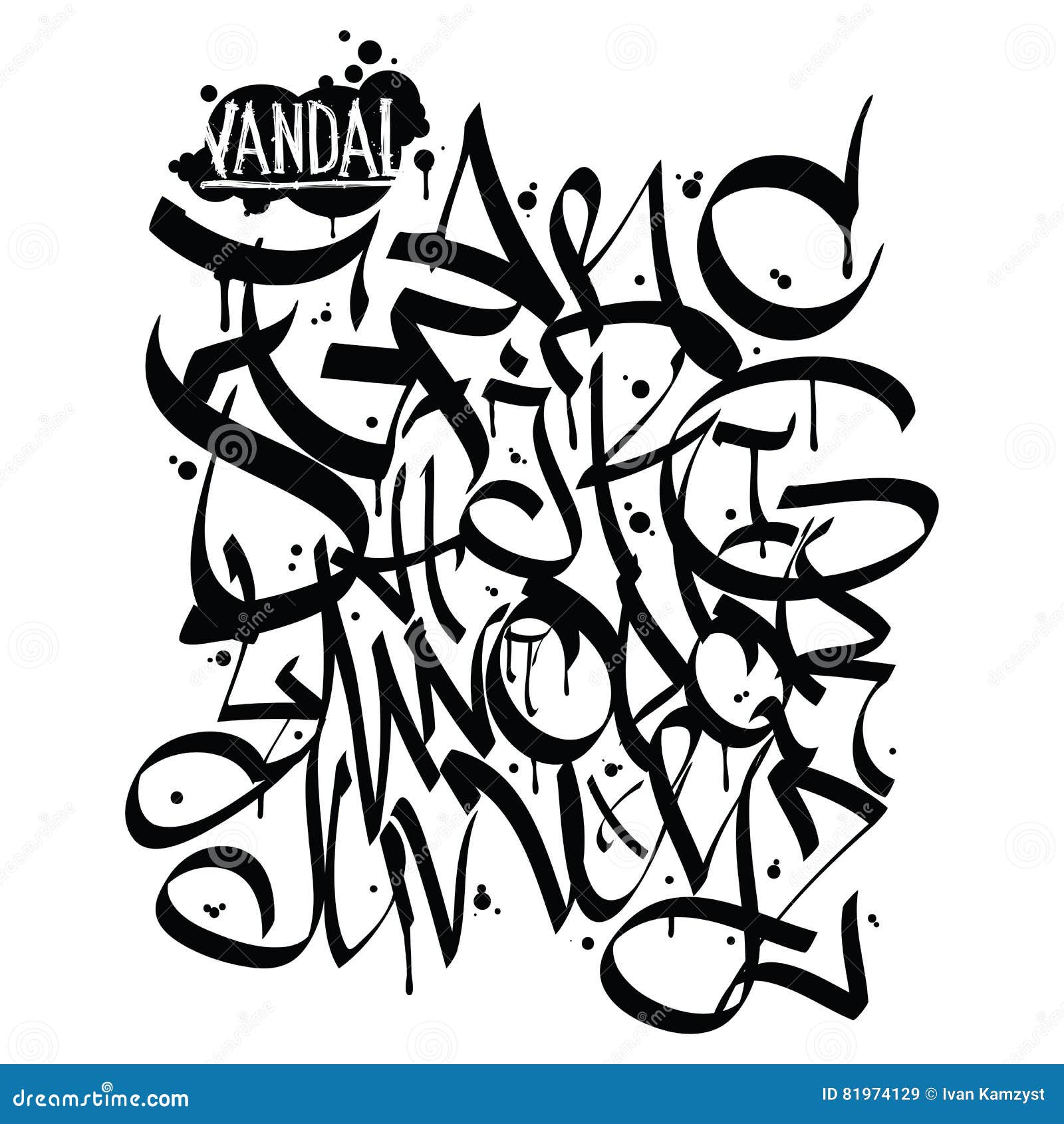 Font graffiti vandal stock vector. Illustration of logo - 81974129